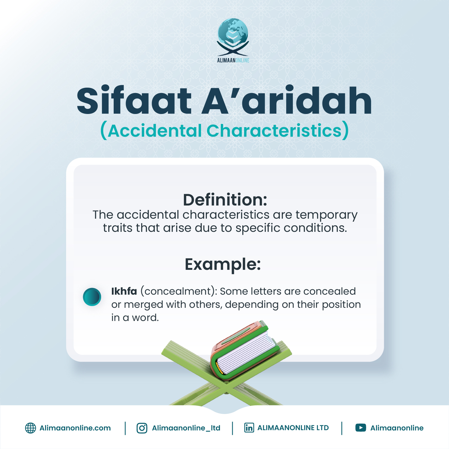 Sifaat A’aridah: Tajweed lessons - Alimaan Online Quran Learning Classes