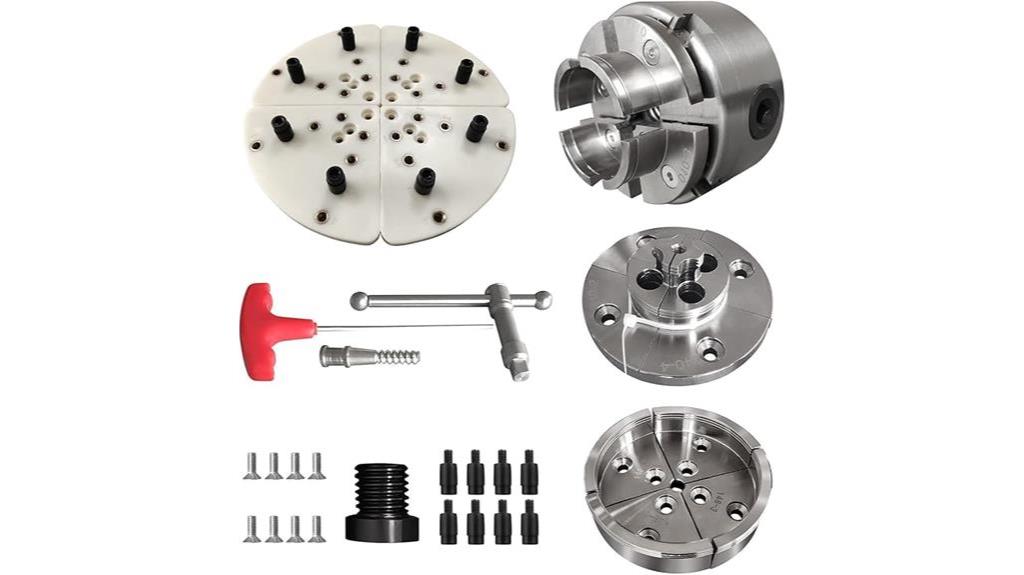 4 Inch Wood Lathe Chuck Set 1" x 8 tpi, Self Centering 4 Jaw Wood ...