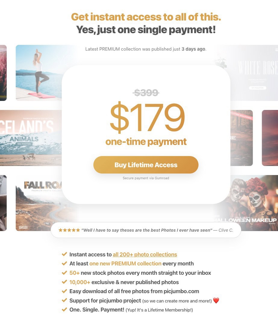 Picjumbo Premium Lifetime Deal 📸 Unlock Lifetime Stock Photos | Lifetimo.com