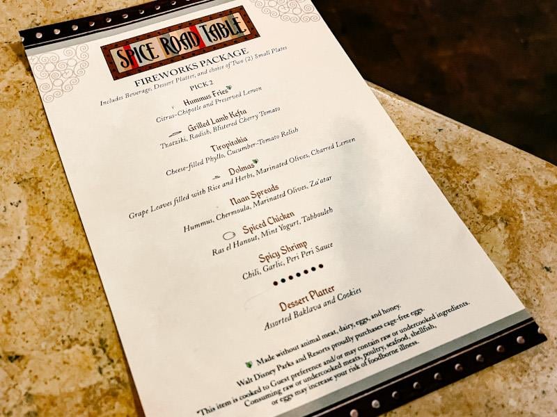 REVIEW: Spice Road Table Fireworks Dining Package at EPCOT