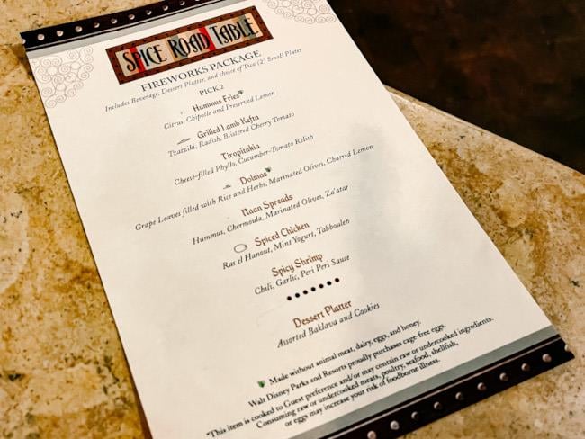 REVIEW: Spice Road Table Fireworks Dining Package at EPCOT