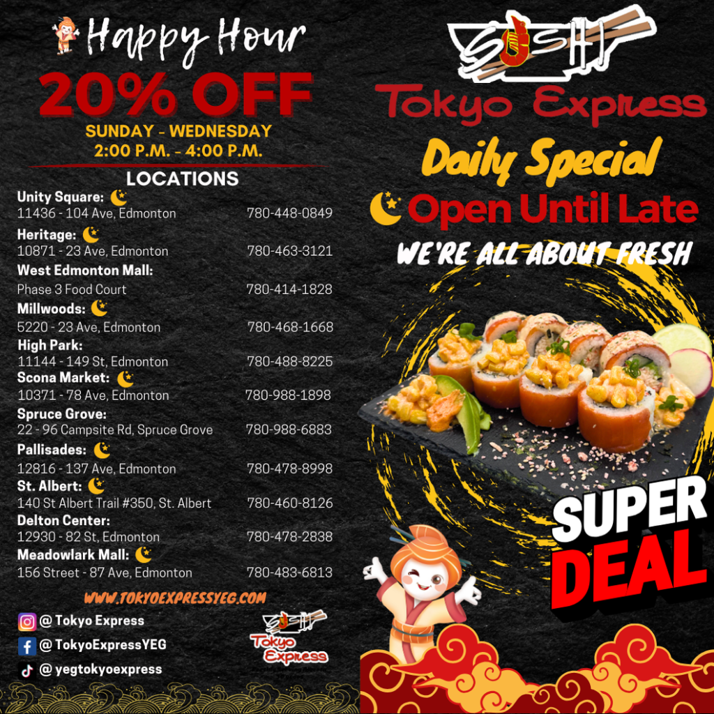 Menu - Tokyo Express | Japanese Sushi Restaurant in Edmonton