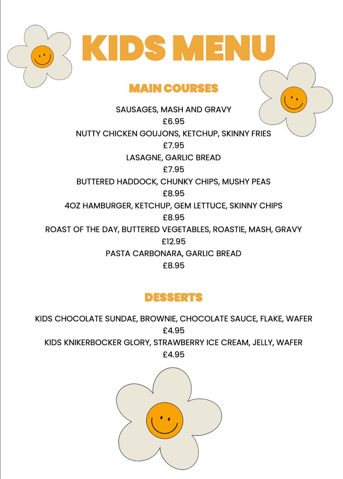 Restaurant Menus | The Stables Groomsport